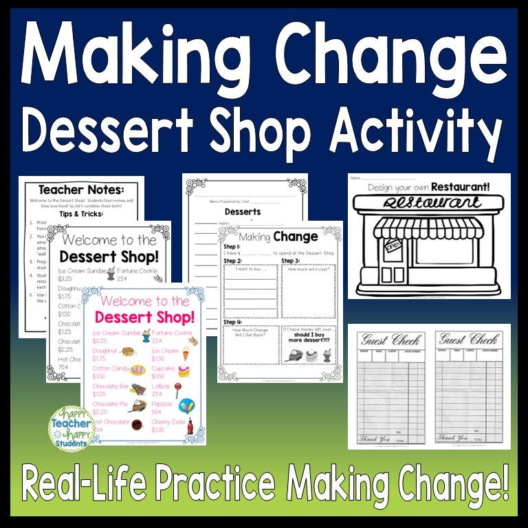 Making Change Activity | Welcome to the Dessert Shop | Making Change ...