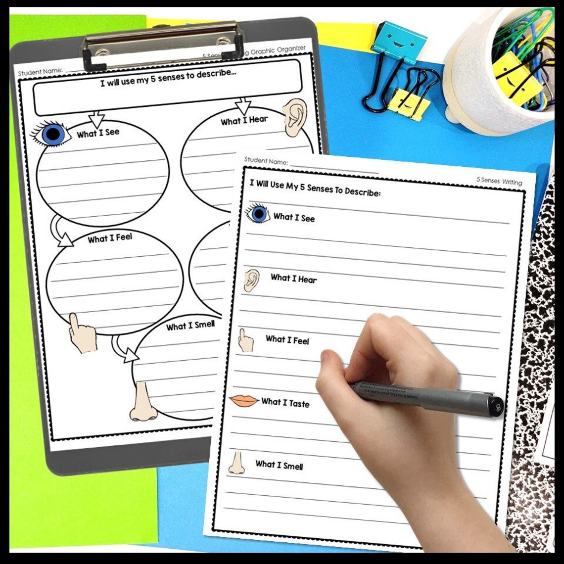 5 Senses Graphic Organizer | 5 Senses Worksheet | Five Senses Writing ...
