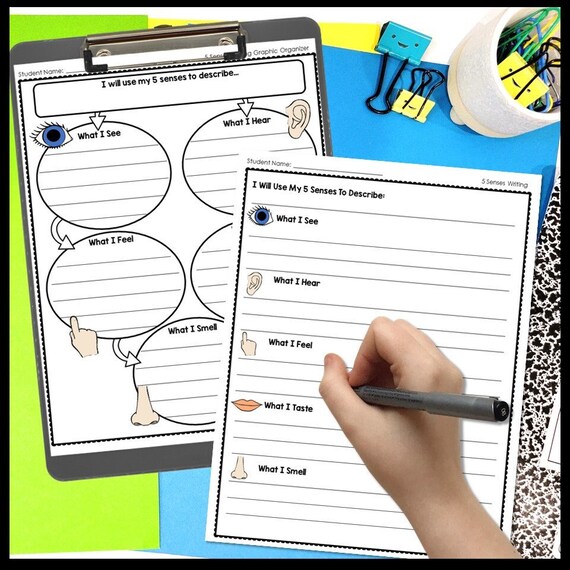 Senses Descriptive Writing Graphic Organizer 5 Senses Worksheets