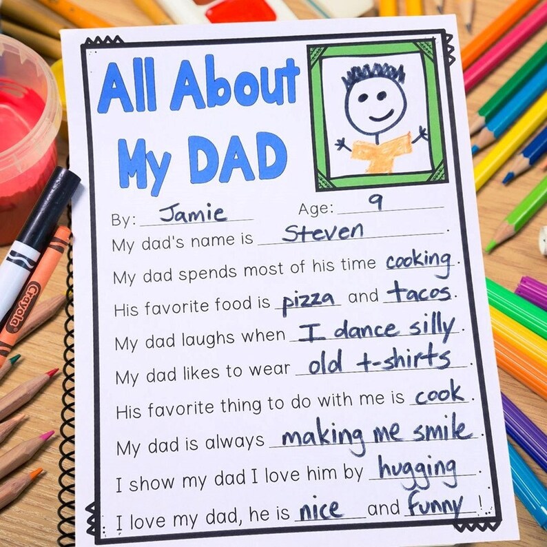 Father's Day Writing Activity, All About My Dad, Fathers Day Activity ...