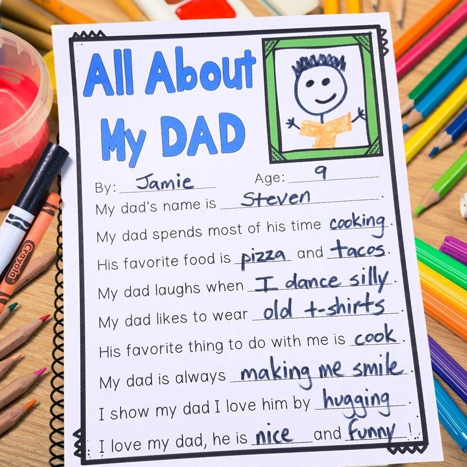 Father's Day Writing Activity, All About My Dad, Fathers Day Activity ...
