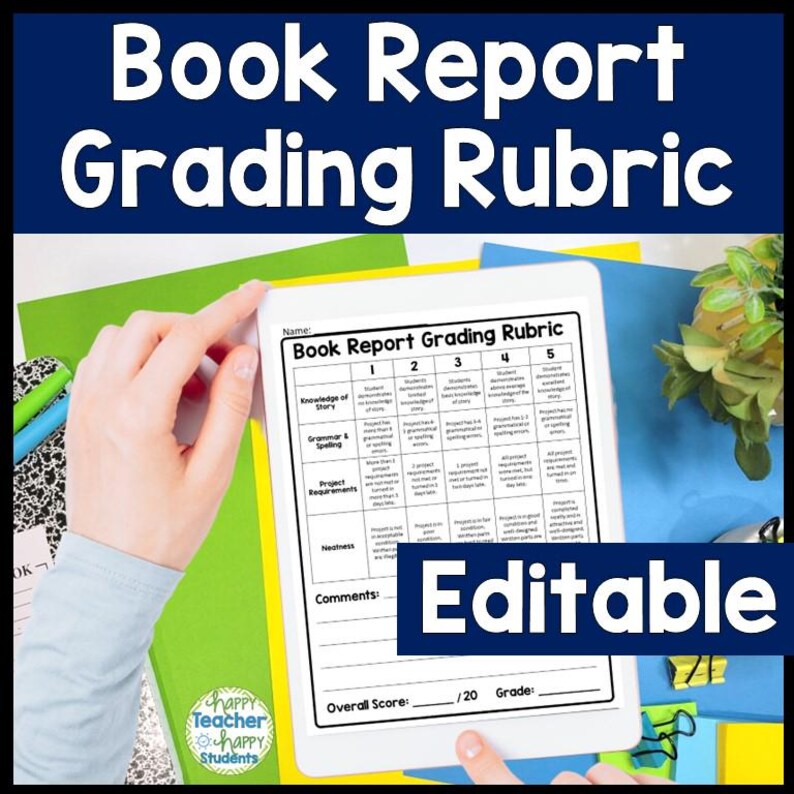 Editable Book Report Rubric Template | Powerpoint File (digital ...