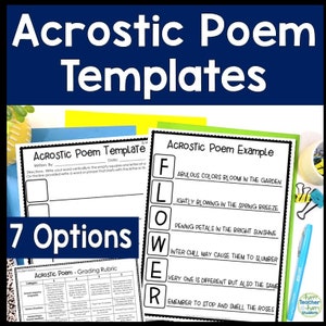Acrostic Poem Template: Includes 7 Templates, Example Poem & Grading ...