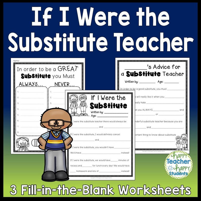 If I Were the Substitute Teacher Writing Fun | Perfect for Emergency ...
