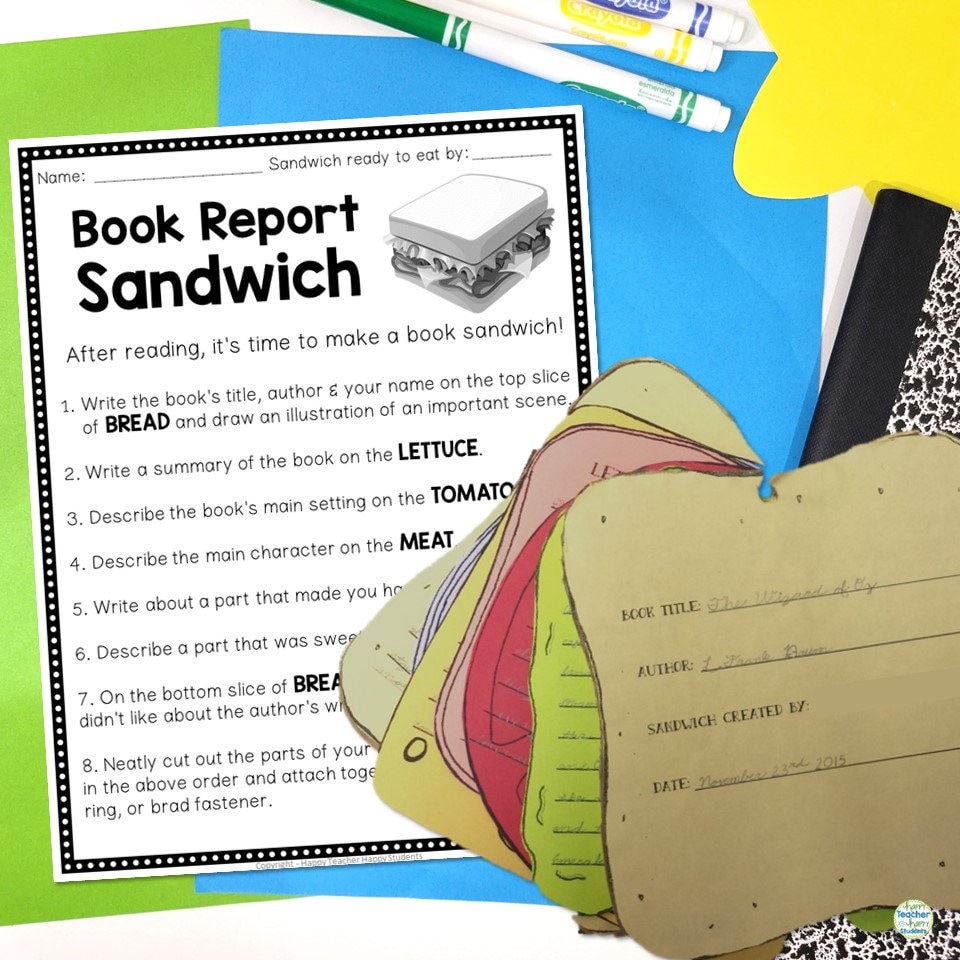 Book Report Sandwich Template: Creative Book Project (digital Download ...