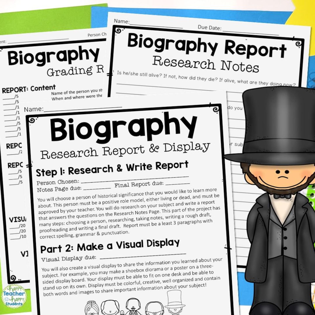Biography Research Report Project for Kids (digital Download) - Etsy