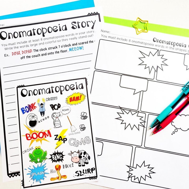 Onomatopoeia Activities & Posters: Word List, Write a Comic, Digital ...