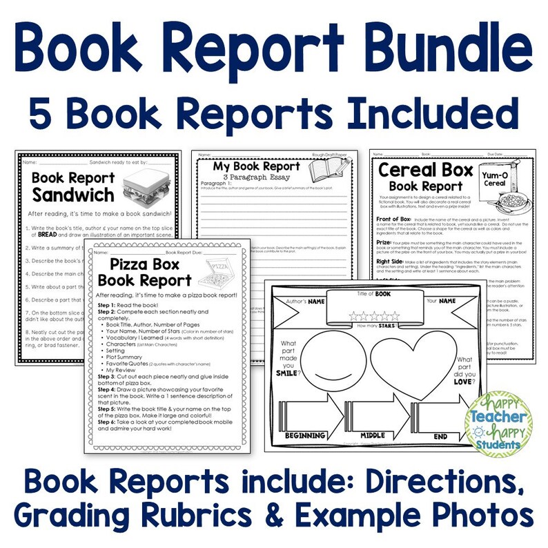 5 Creative Book Reports | Book Report Bundle for Grades 3-5 (printable ...