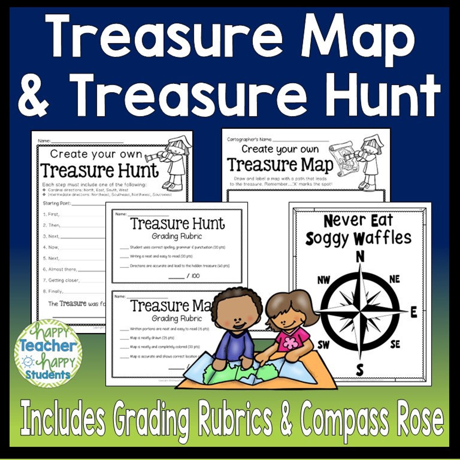 Treasure Map and Treasure Hunt Cardinal Intermediate Directions ...