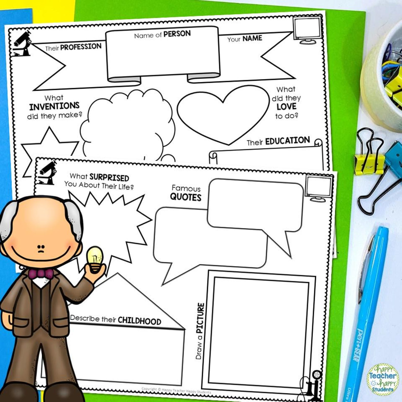 Famous Inventors Research Organizer: 2-page Graphic Organizer (PDF) - Etsy