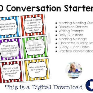 180 Conversation Starters Questions for Kids, Question Cards ...