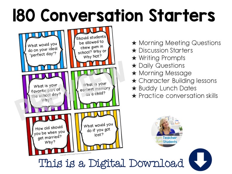 180 Conversation Starters Questions for Kids, Question Cards ...