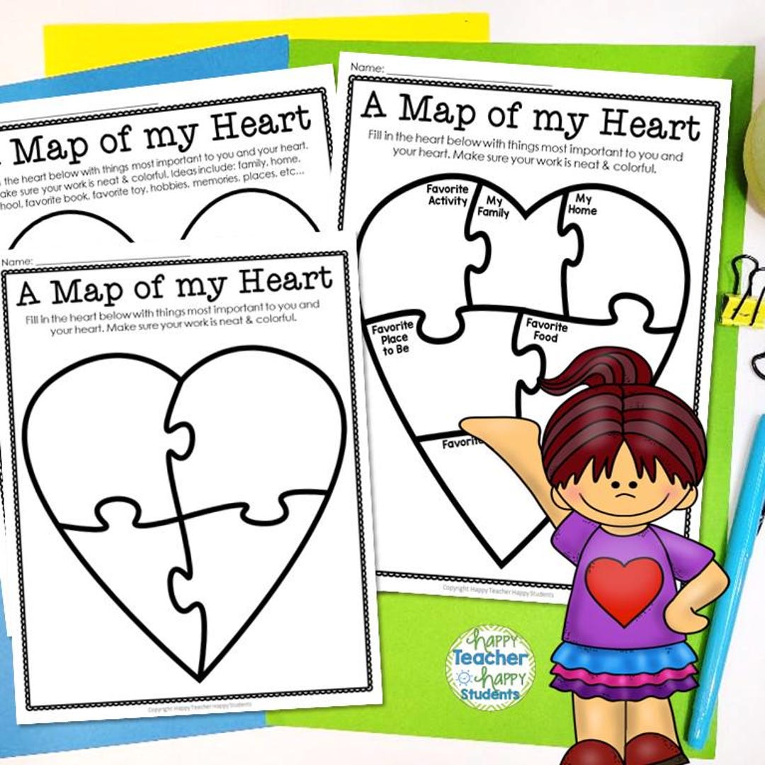 Heart Map Activity: Write & Draw a Map of Your Heart Template (digital ...