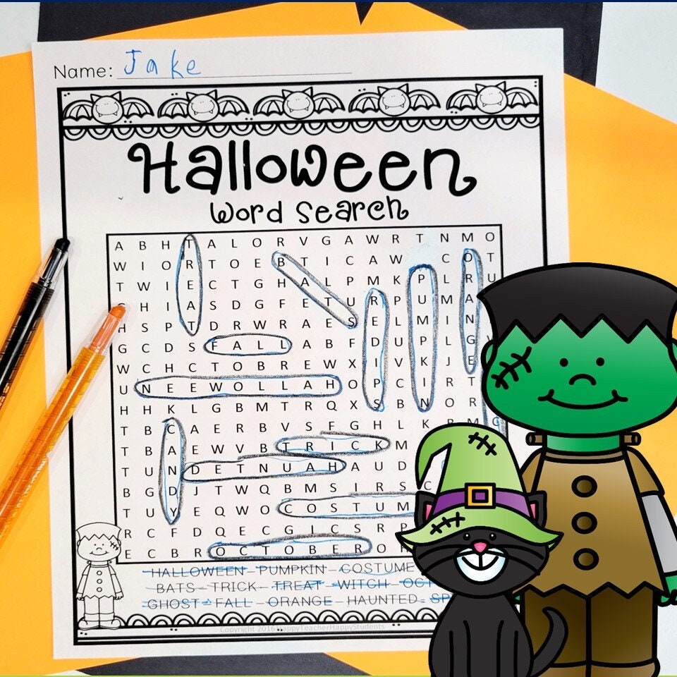 Halloween Word Search Activity Digital Download Halloween Word Search ...