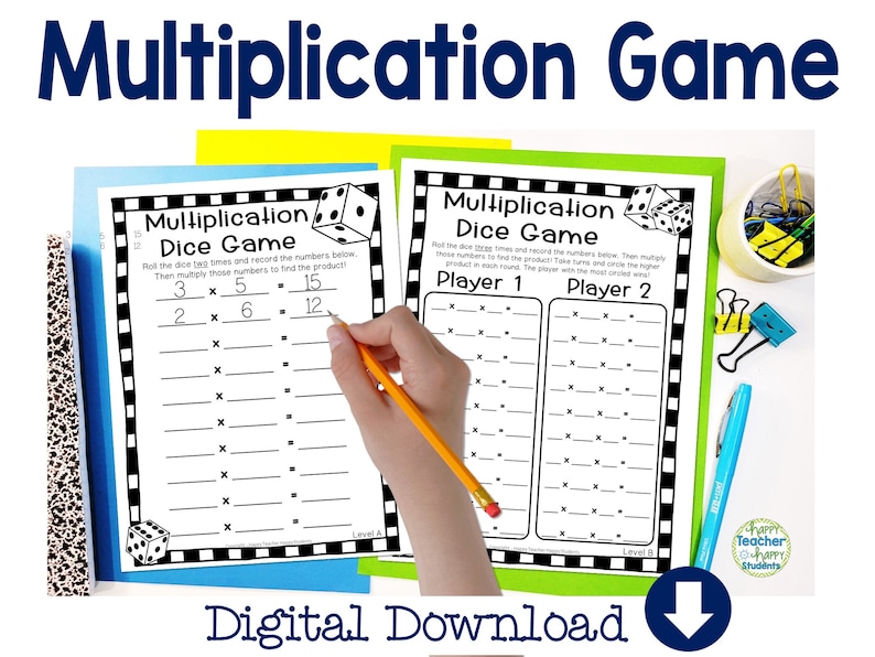 Multiplication Dice Game | 4 Options | Multiplication Game Printable ...