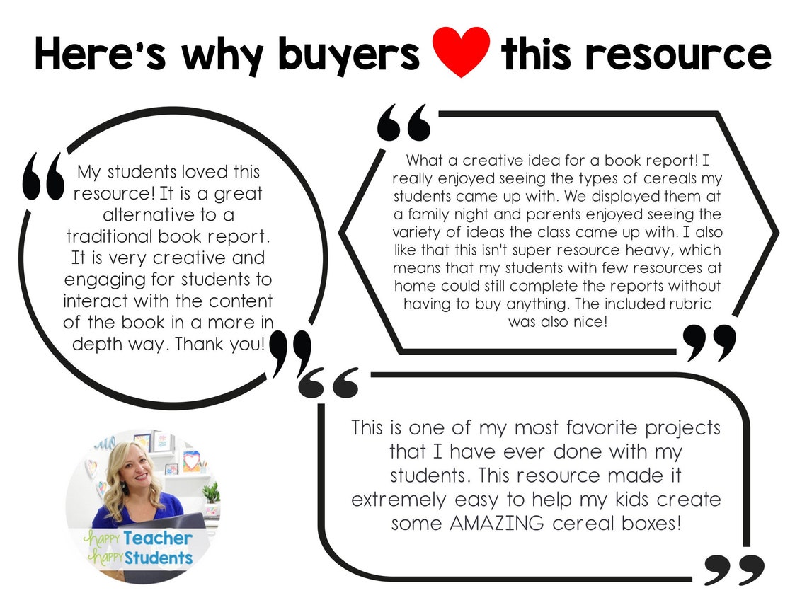 Cereal Box Book Report Template, Fun Book Project for Elementary ...