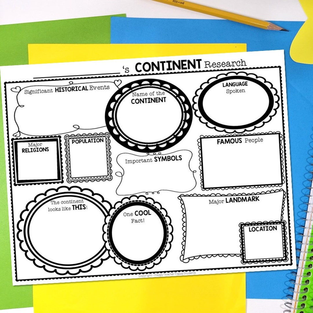 Continent Research Graphic Organizer: 7 Continents Graphic Organizers ...