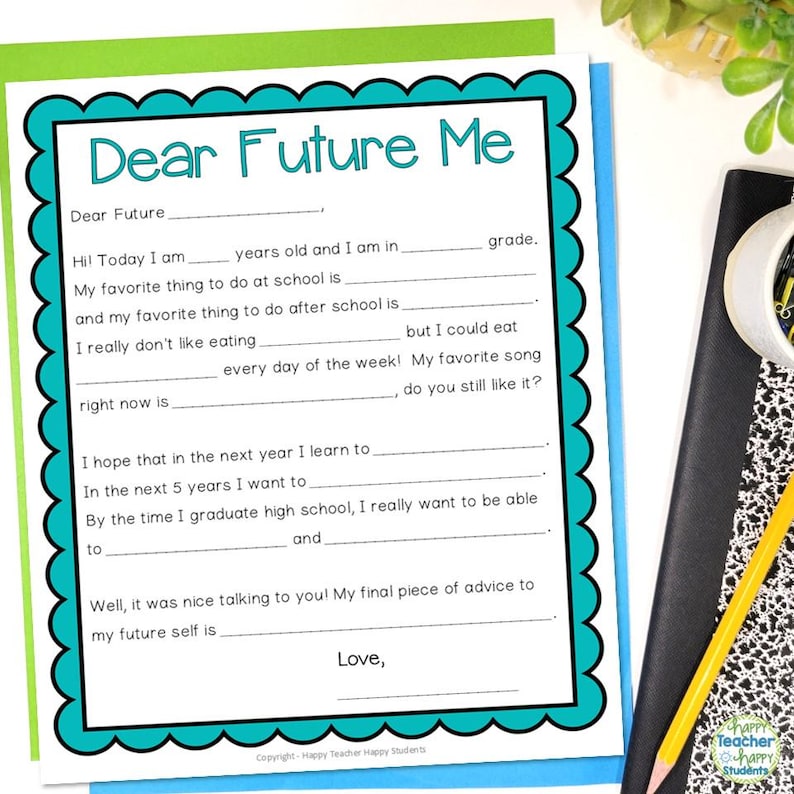 Printable Time Capsule Letter Template, Letter to Future Self, Time ...