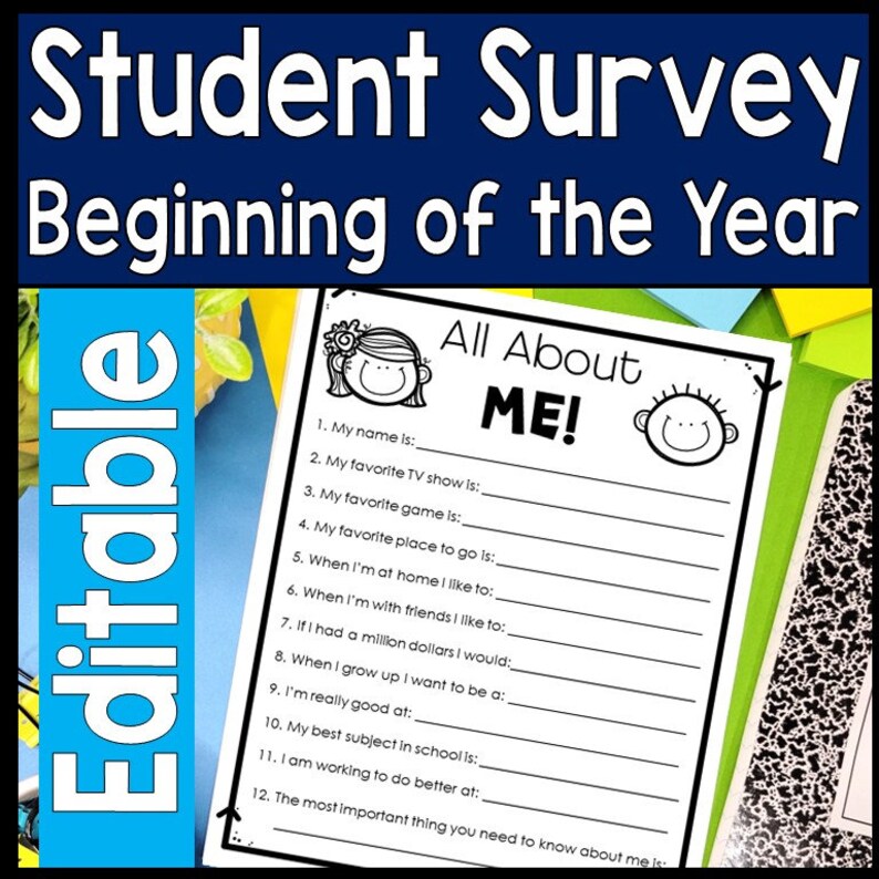 Editable Student Survey: All About Me Printable (digital Download) - Etsy
