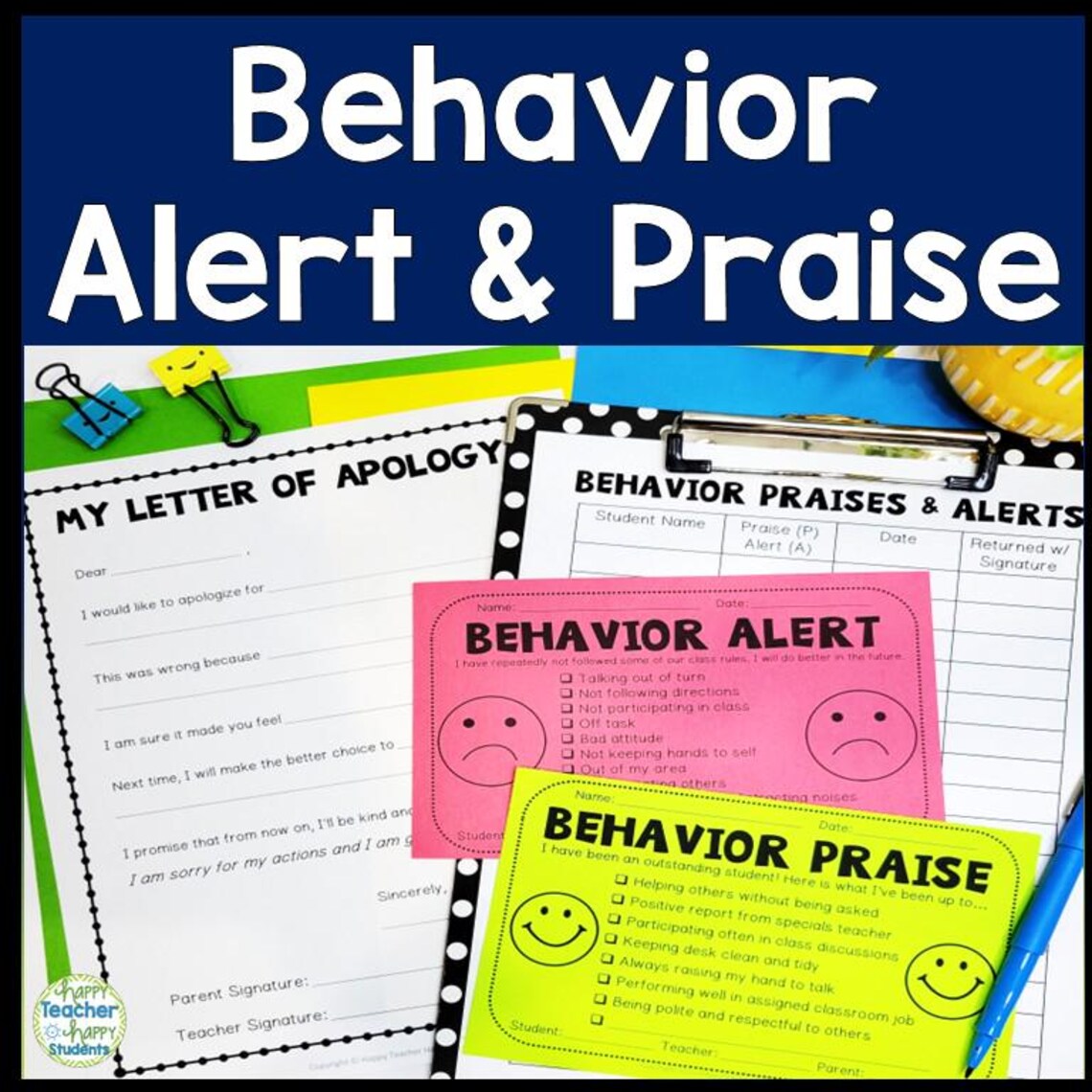 Printable Behavior Alert and Behavior Praise for Behavior Management ...