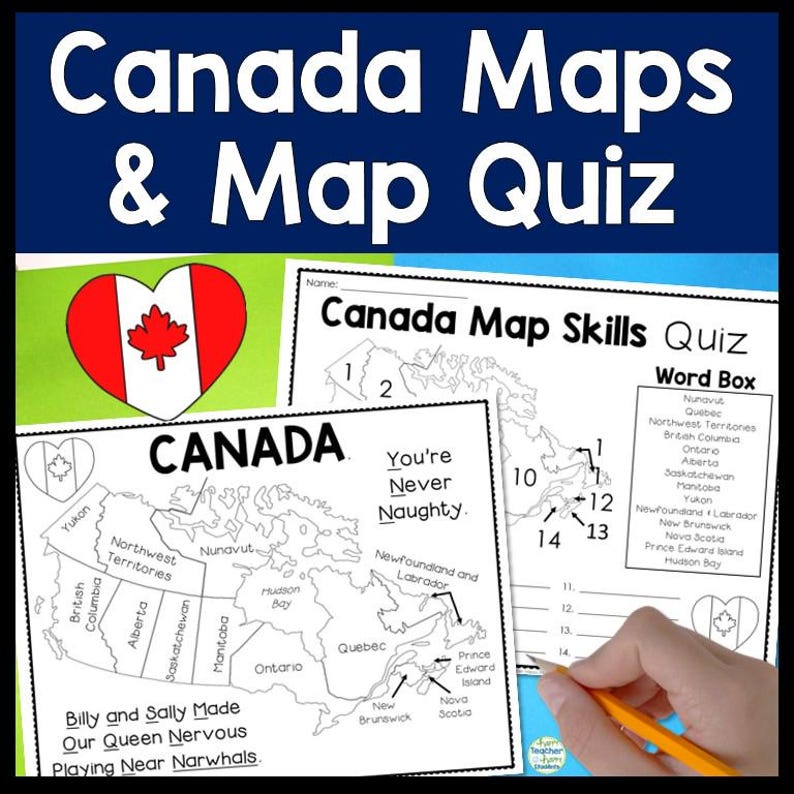 Canada Map Practice | Maps, Mnemonic Device, Practice Sheet & Canada ...
