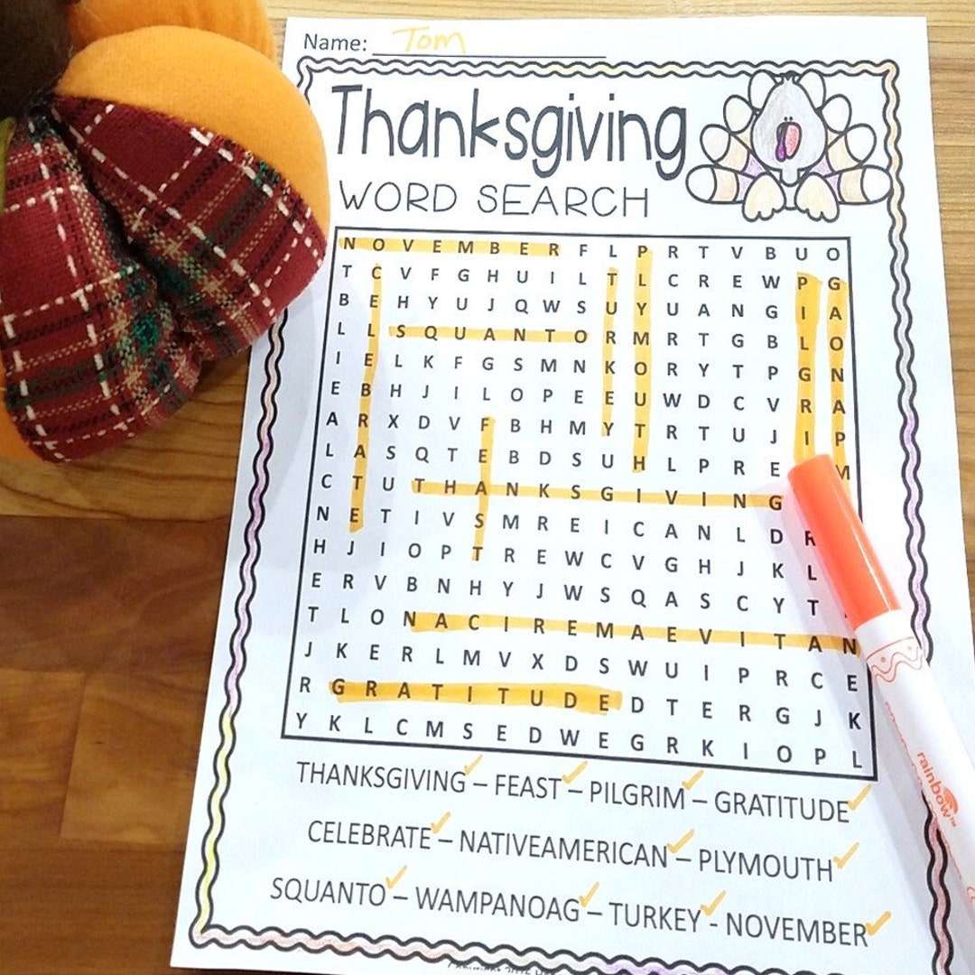 Thanksgiving Word Search Puzzle | Thanksgiving Party Activity (digital ...