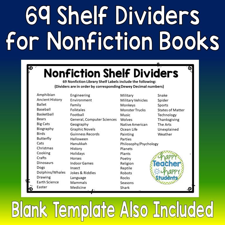 Nonfiction Shelf Labels at Jaime Trujillo blog