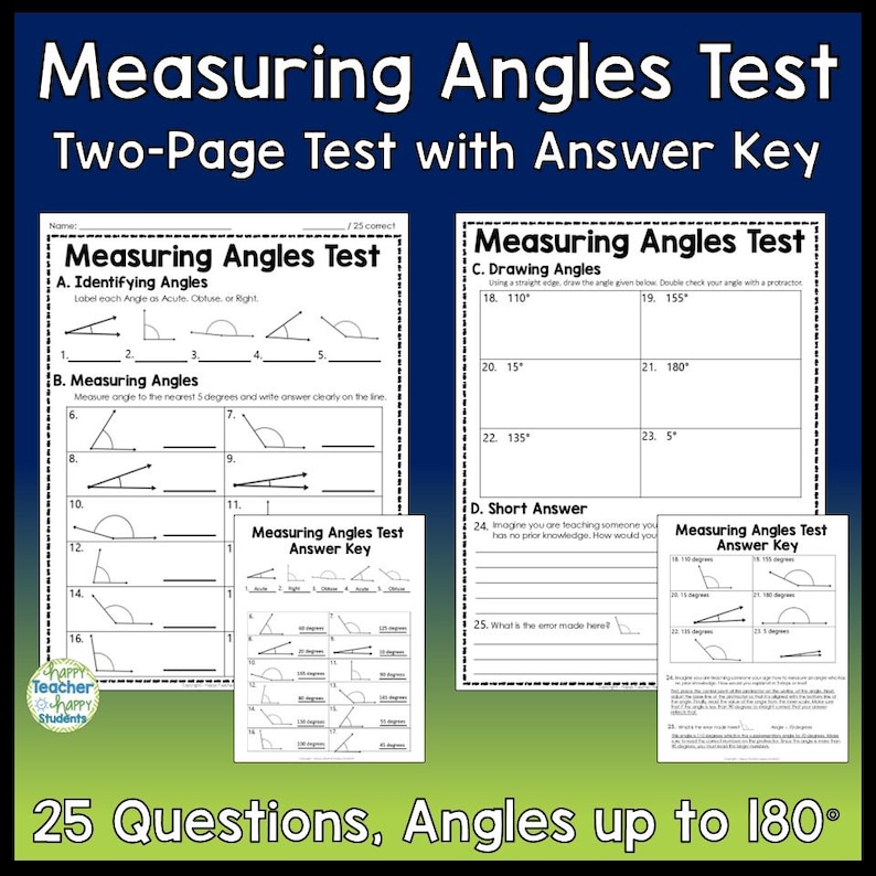 Measuring Angles Test | Measuring Angles Quiz | How to Measure Angles ...
