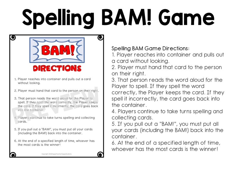 Editable BAM Spelling Game: Use With ANY Spelling Words (PDF ...