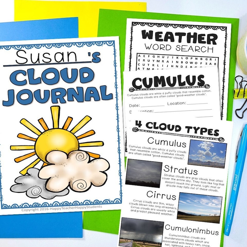 Types of Clouds Journal | Types of Clouds Writing Activity | Homeschool ...