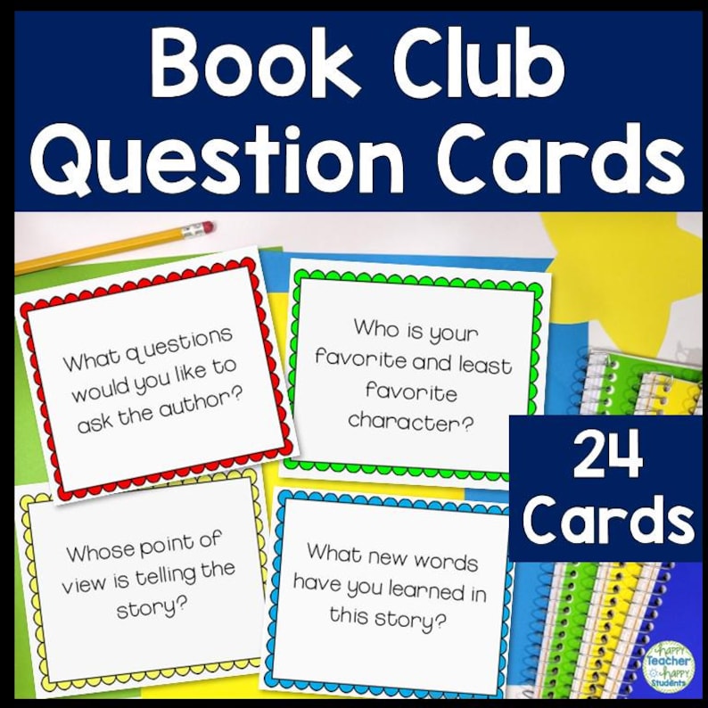 Printable Book Club Question Cards: 24 Book Club Discussion Questions ...