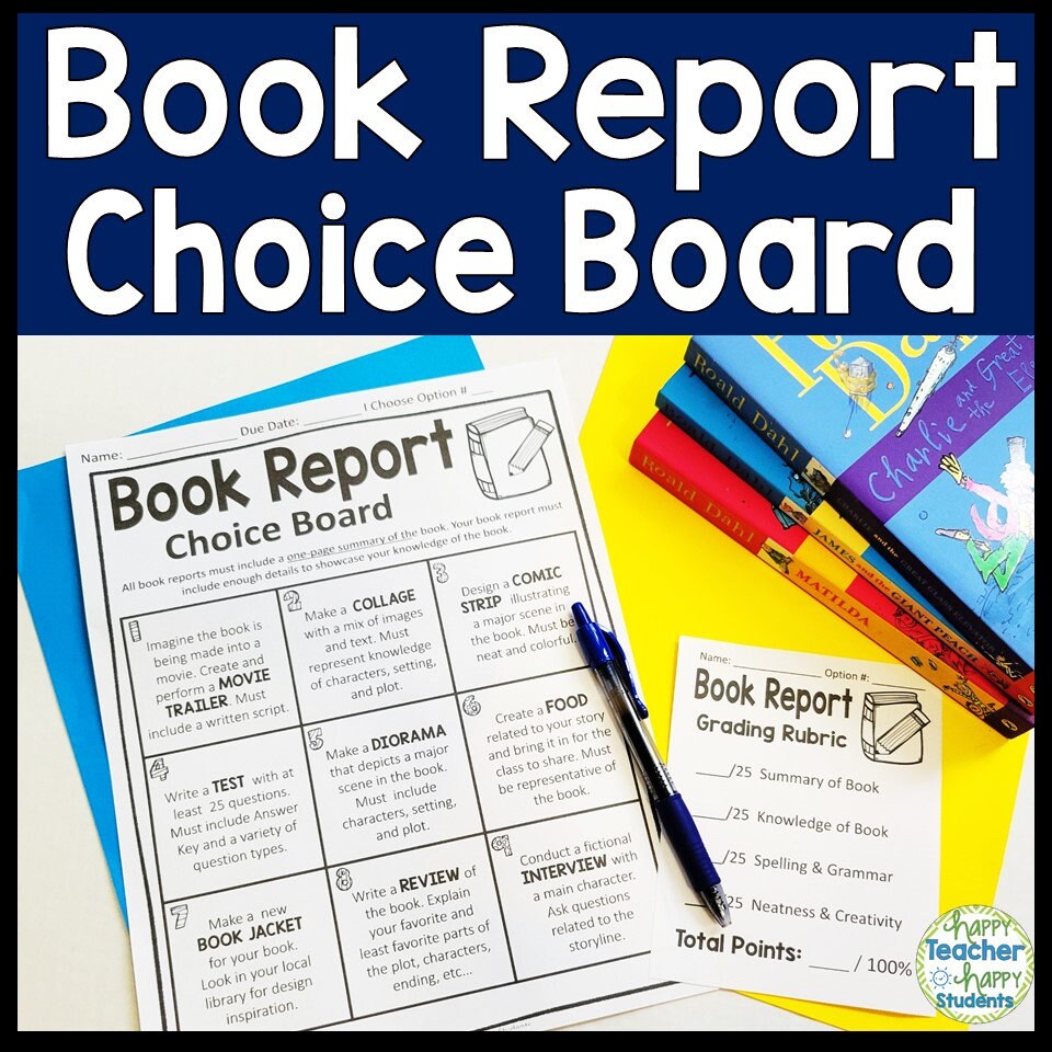 Book Report Choice Board Menu, Book Report Template for Any Book, Book ...
