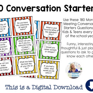 180 Conversation Starters Questions for Kids, Question Cards ...