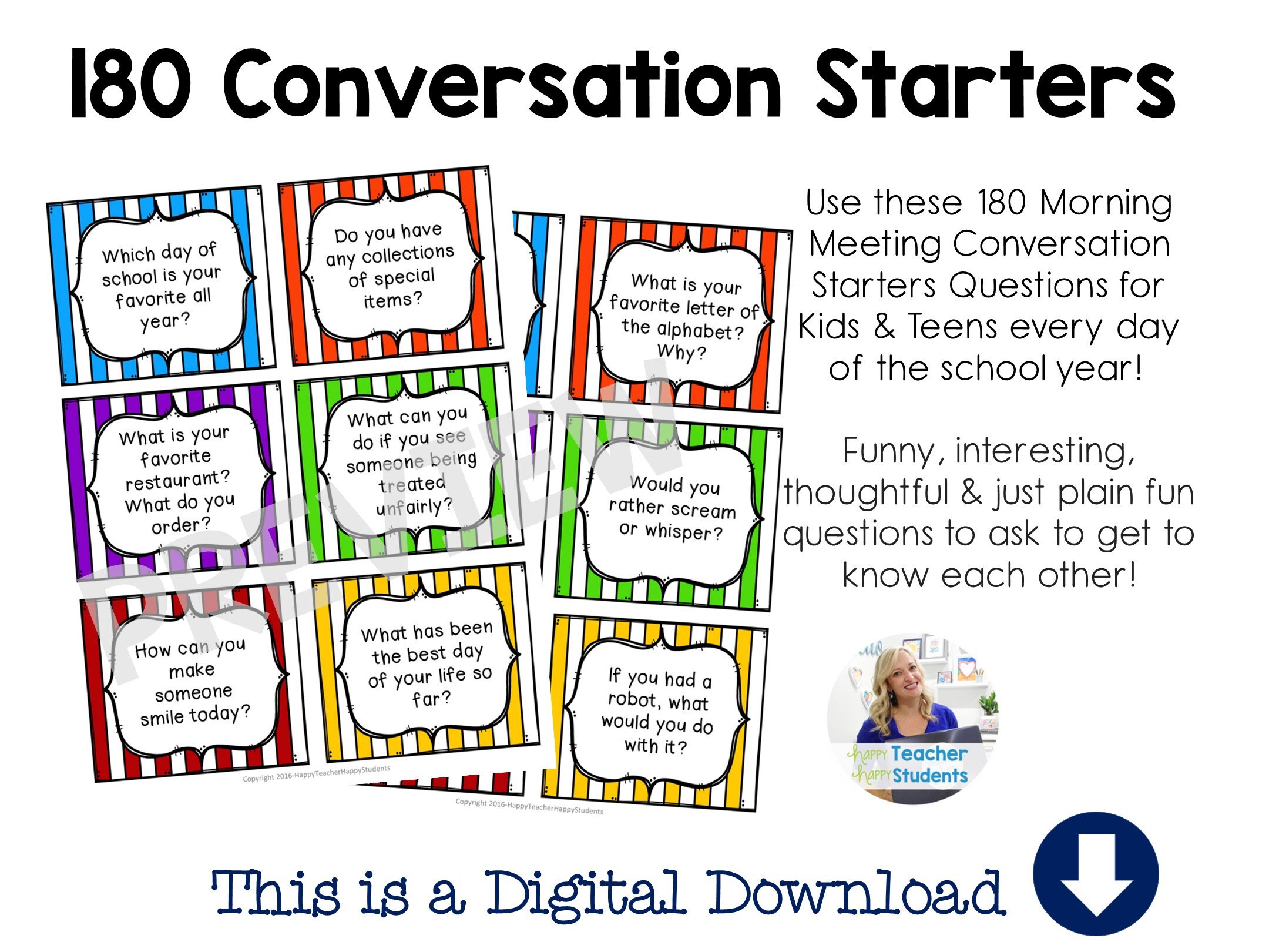 180 Conversation Starters Questions for Kids, Question Cards ...