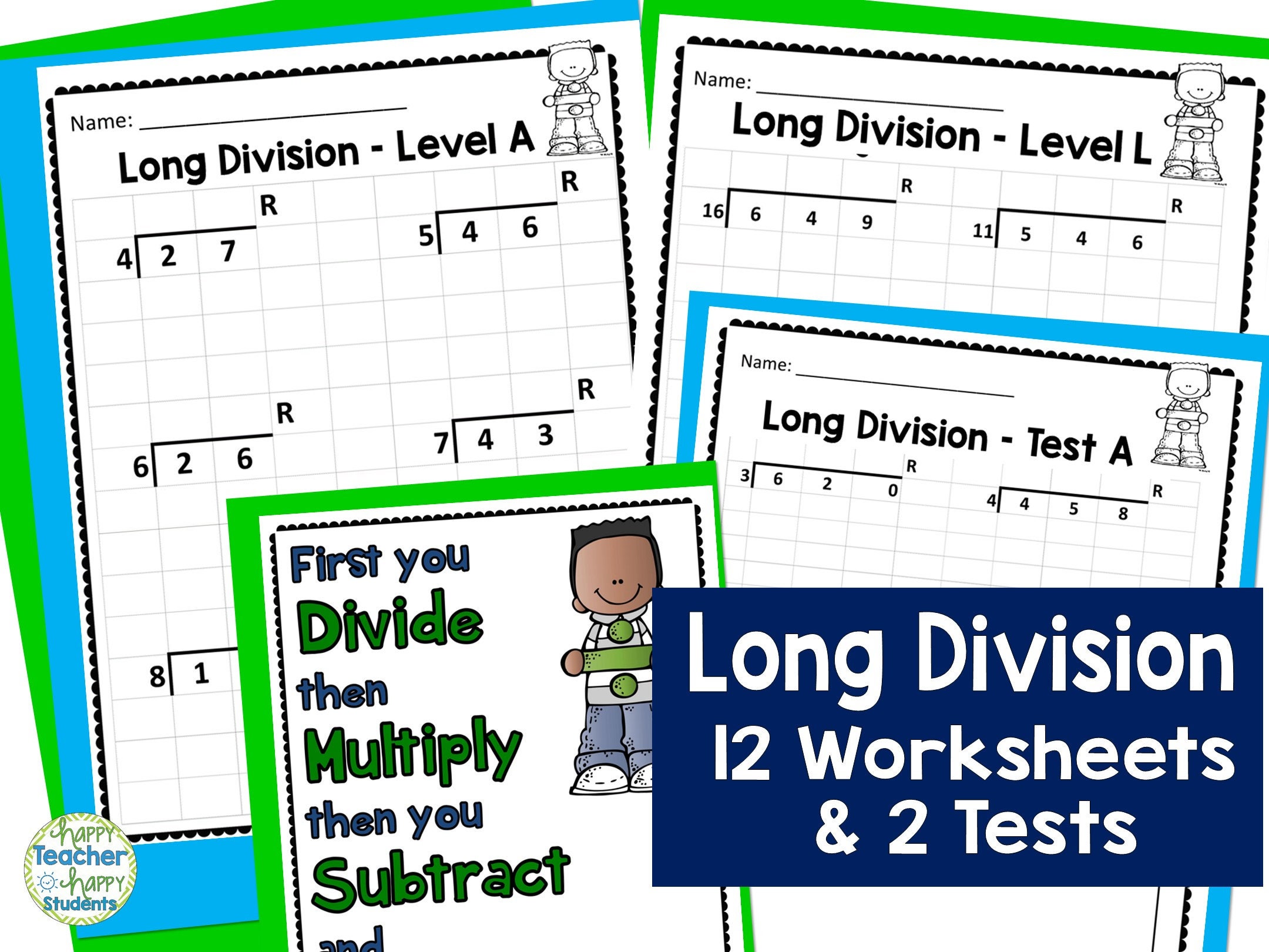 Leveled Long Division Worksheets and Tests: Homeschool Practice ...