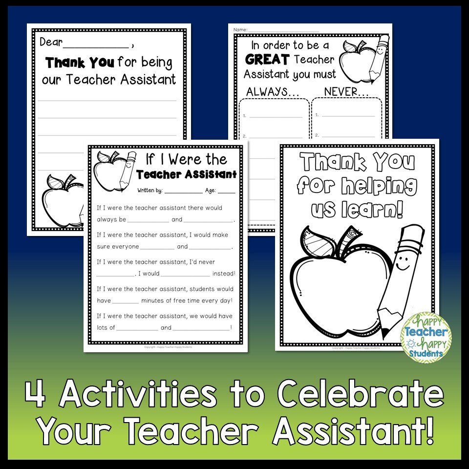 Teacher Assistant Thank You Card: Teacher Appreciation Week Writing ...