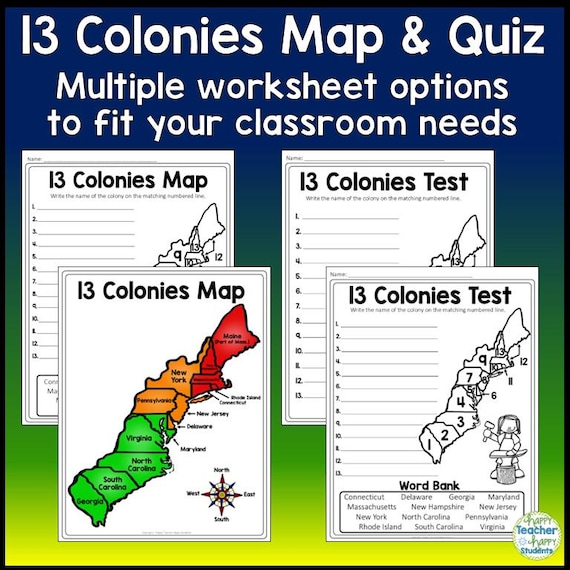 Hoja De Trabajo Con El Mapa De Las 13 Colonias La Independencia De Las