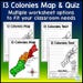 13 Colonies Map Quiz, 13 Colonies Map Worksheet, Blank 13 Colonies Map ...