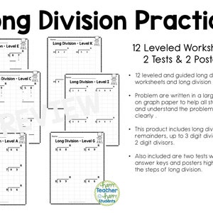 Leveled Long Division Worksheets and Tests: Homeschool Practice ...