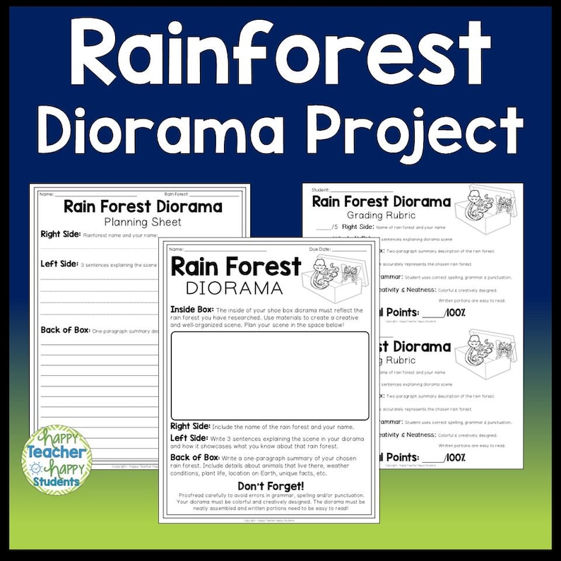 Rainforest Shoebox Diorama Project: Research Rainforests & Decorate a ...