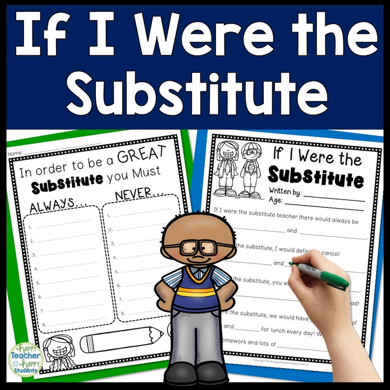 If I Were the Substitute Teacher Writing Fun | Perfect for Emergency ...