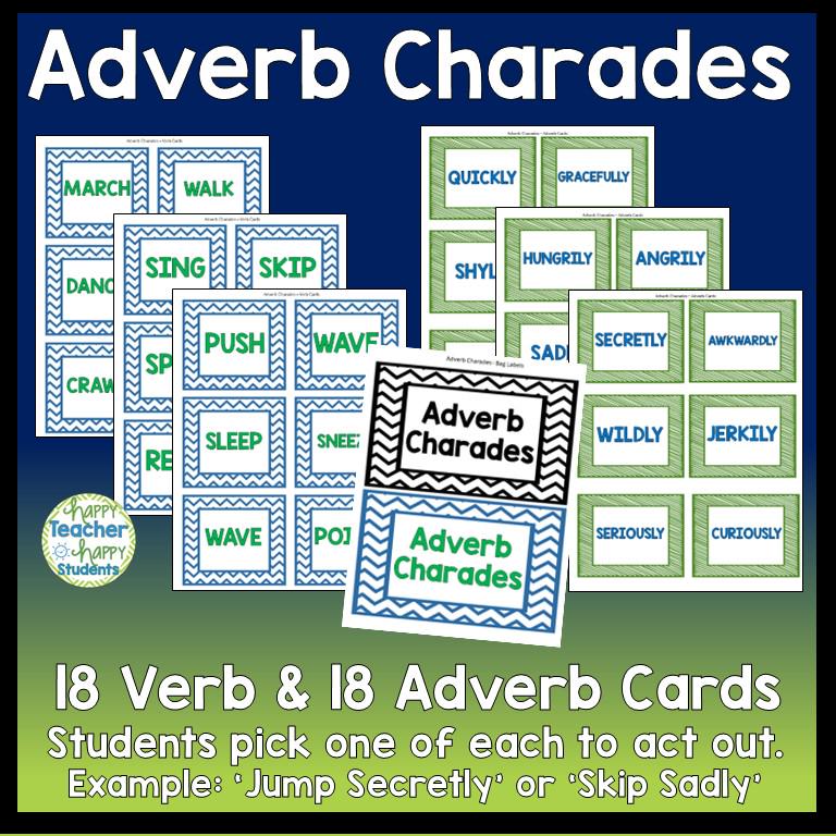 Adverb Charades, Verb and Adverbs Activity, , Practice Verbs & Adverbs ...