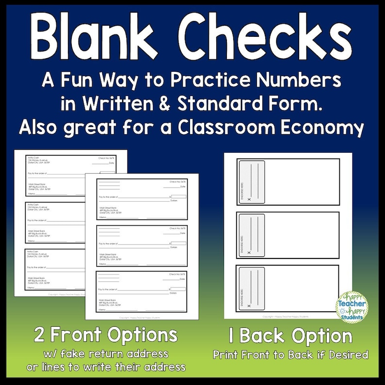 Blank Checks Templates | Use for Writing Large Numbers or in a ...