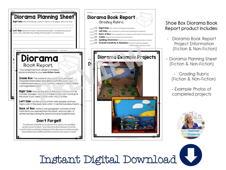 Shoe Box Diorama Book Report Template: Fiction or Non-fiction Book ...