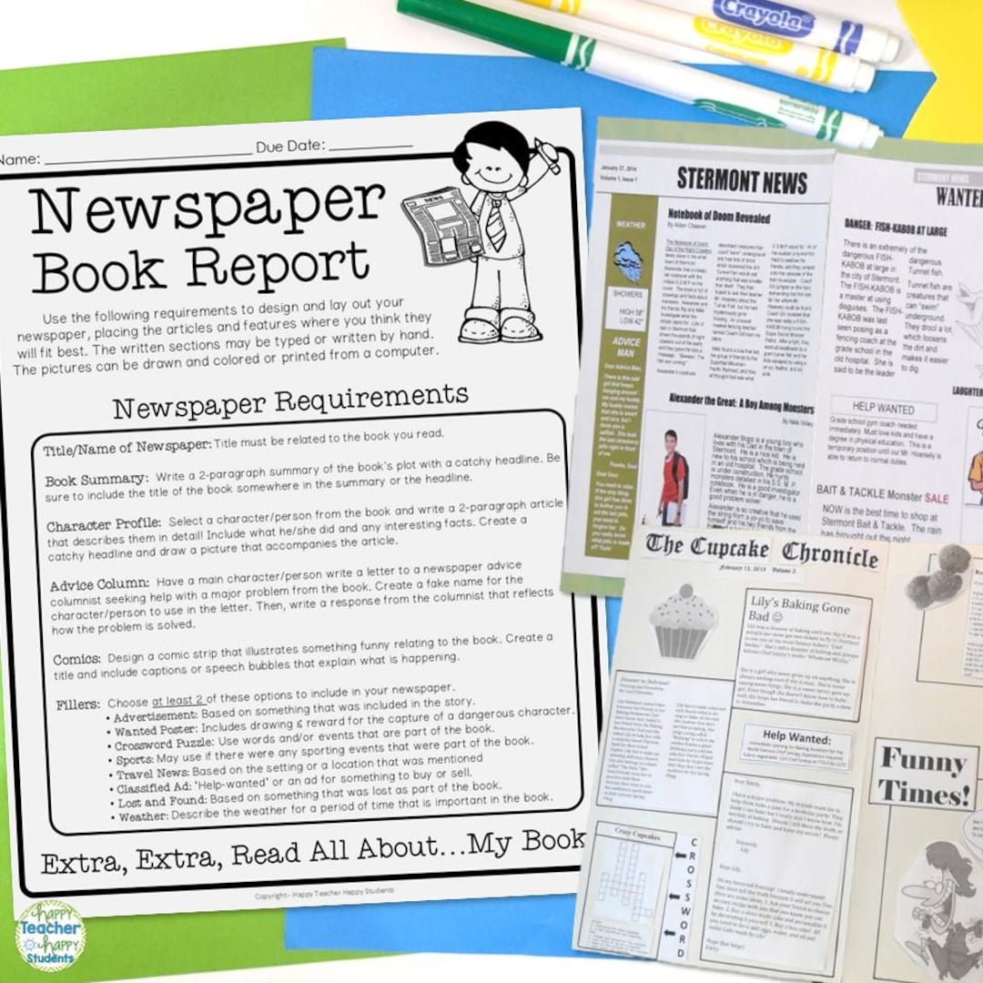 Newspaper Book Report Template: Fiction & Non Fiction Book Report Idea ...