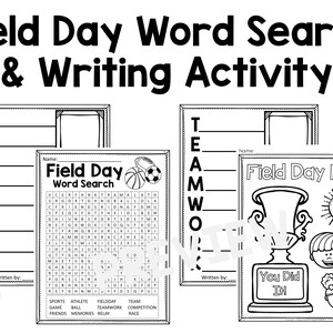 Field Day Awards Certificates, Field Day Word Search & Writing Activity ...