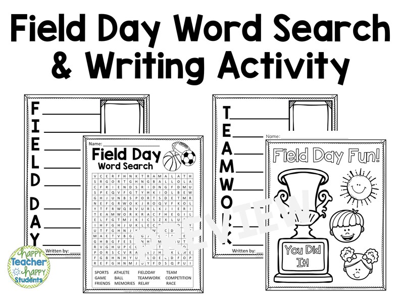 Field Day Awards Certificates, Field Day Word Search & Writing Activity ...