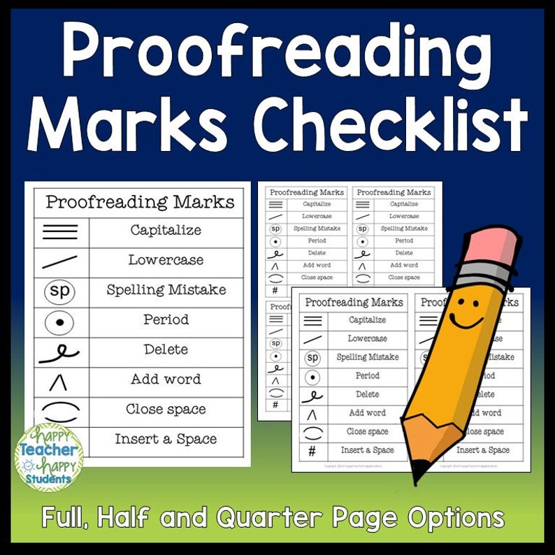Proofreading Marks Checklist | Editing Symbols Poster for Kids ...