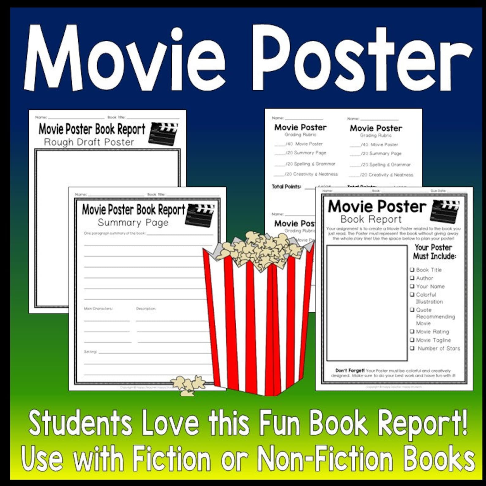 Movie Poster Book Report Template, Book Report Activity, Book Report ...