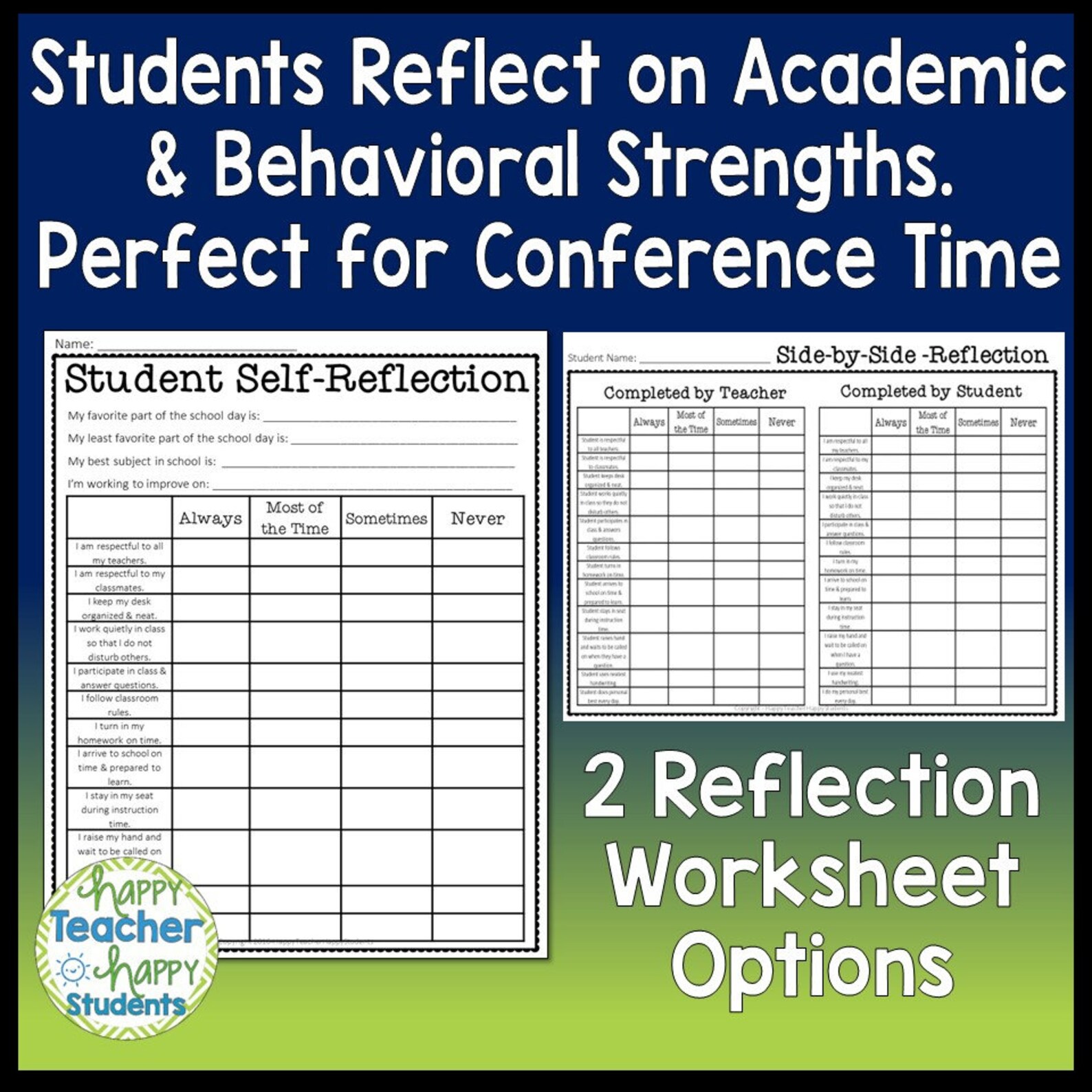 Student Self Reflection Assessment | Student Self Evaluation Form for ...